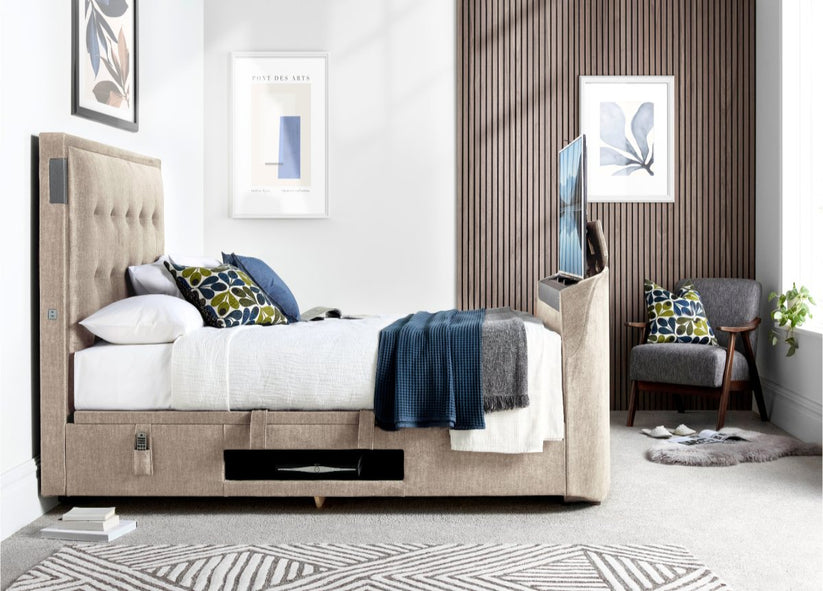 The Edge Dolby Atmos 5.1.2 Surround Sound TV Media Bed with Ottoman ...