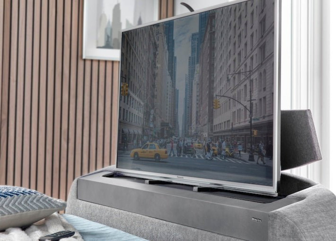 The Edge Dolby Atmos 5.1.2 Surround Sound TV Media Bed with Ottoman ...
