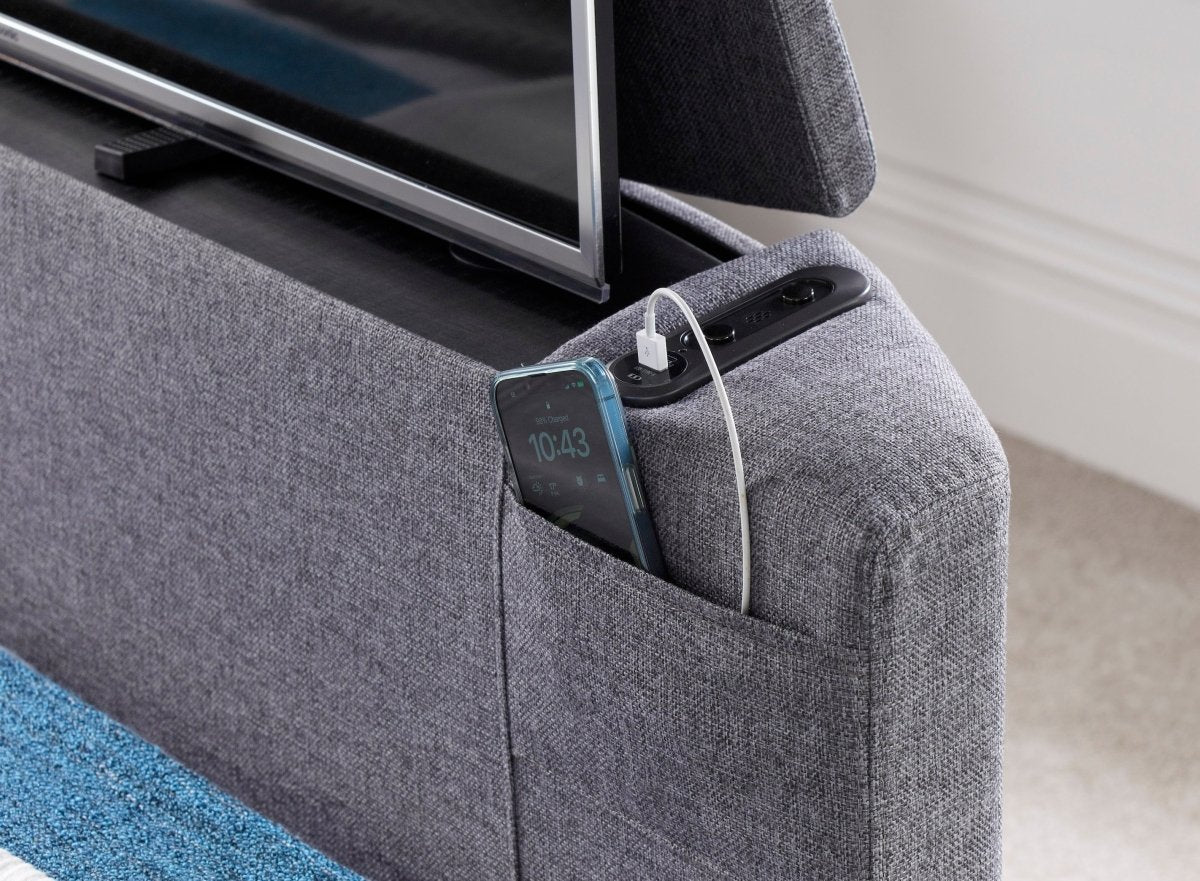 The VOX TV Bed - Voice Activated TV Bed frame - Grey Fabric by Kaydian ...