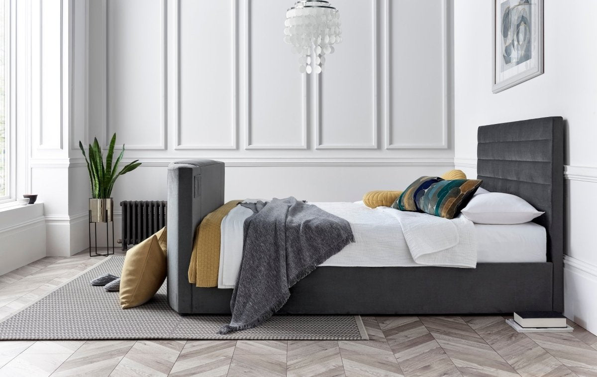 The VOX TV Bed - Voice Activated TV Bed frame - Grey Fabric by Kaydian ...