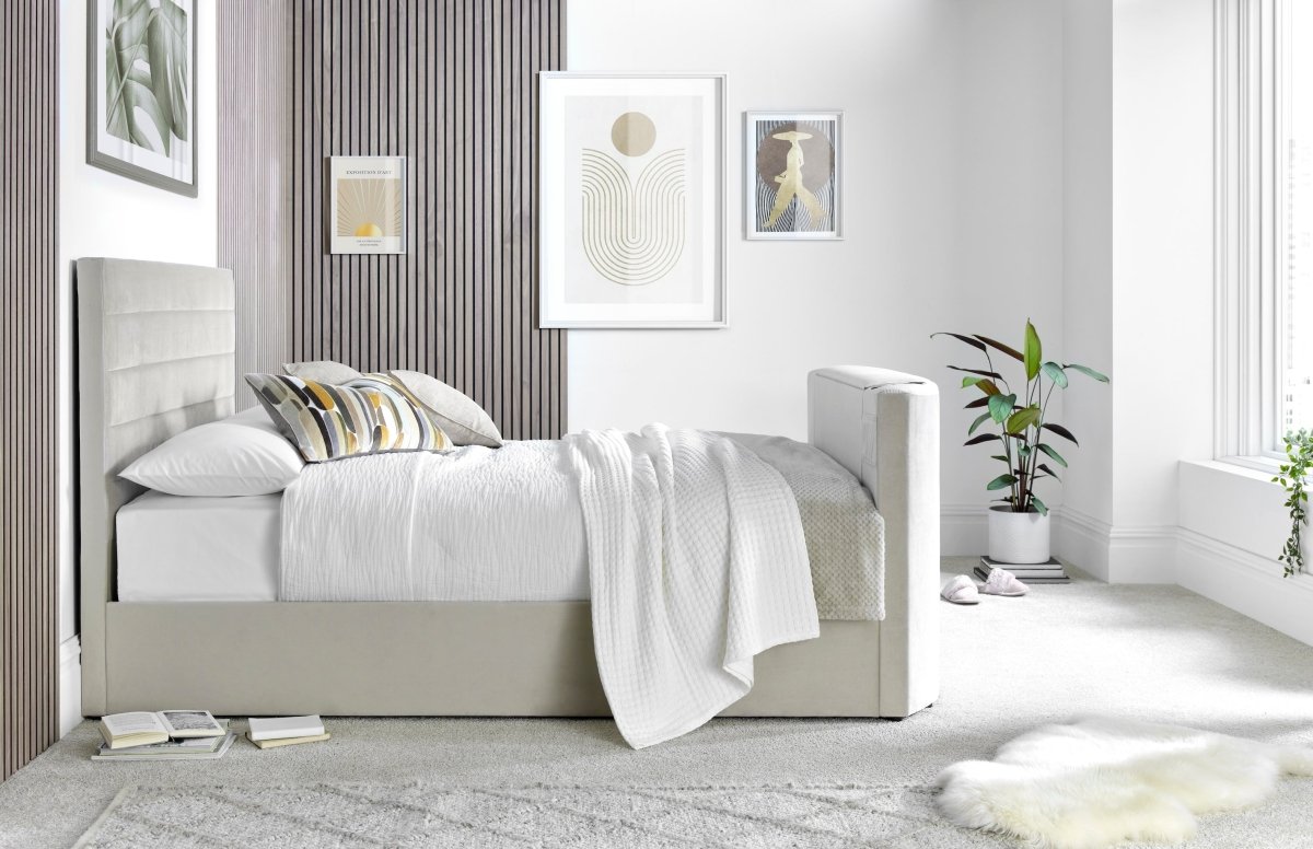 The VOX TV Bed - Voice Activated TV Bed frame - Grey Fabric by Kaydian ...